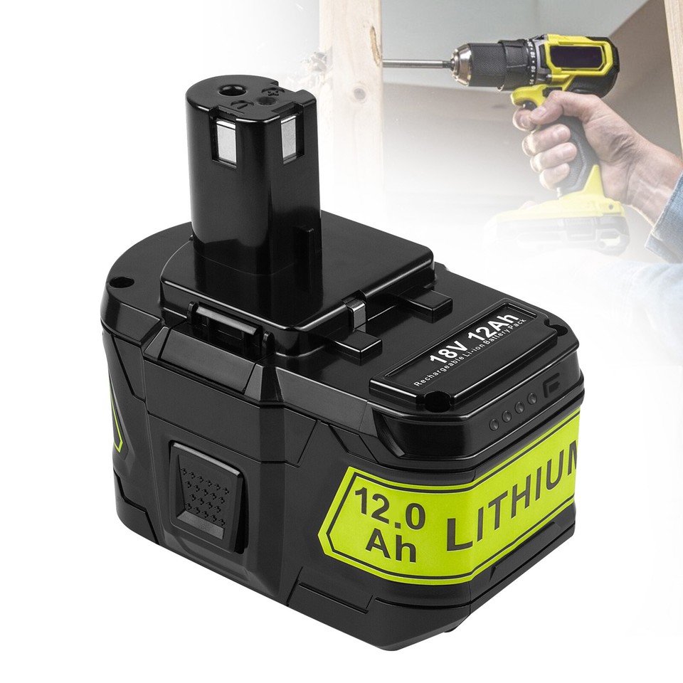 12Ah For RYOBI 18V Battery P108 High Capacity 18Volt Lithium-Ion P102 ...