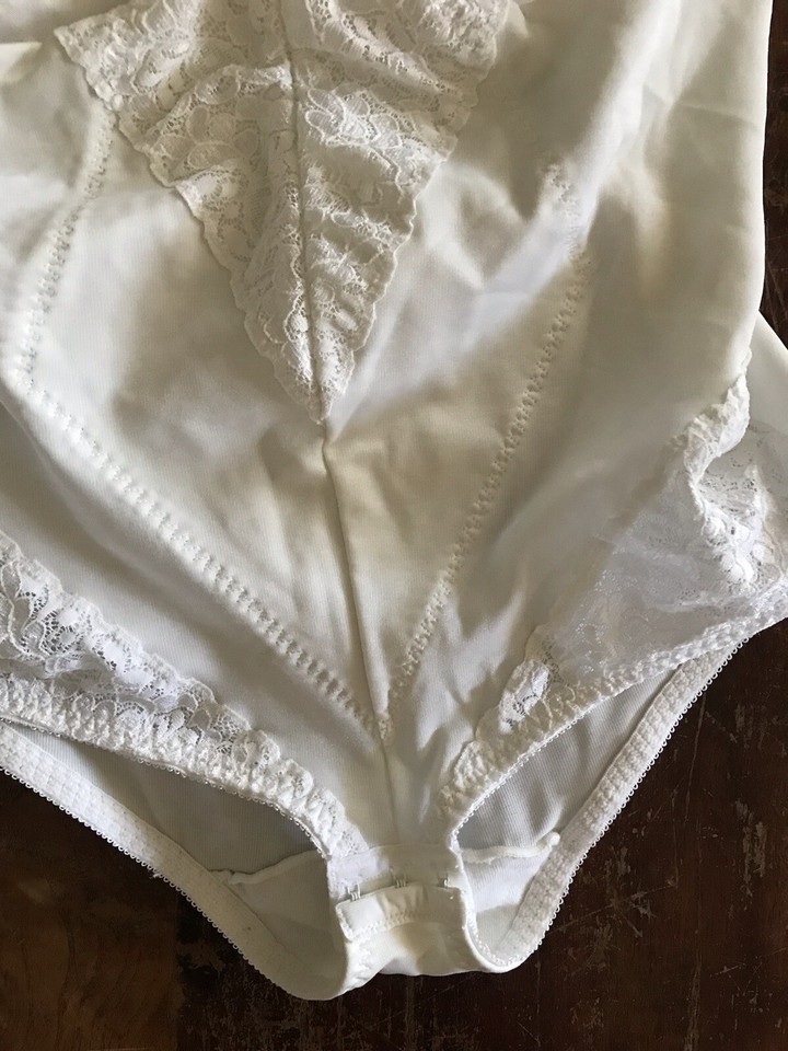 VTG 90s one piece teddy undergarment white lace SEARS size 40c ...