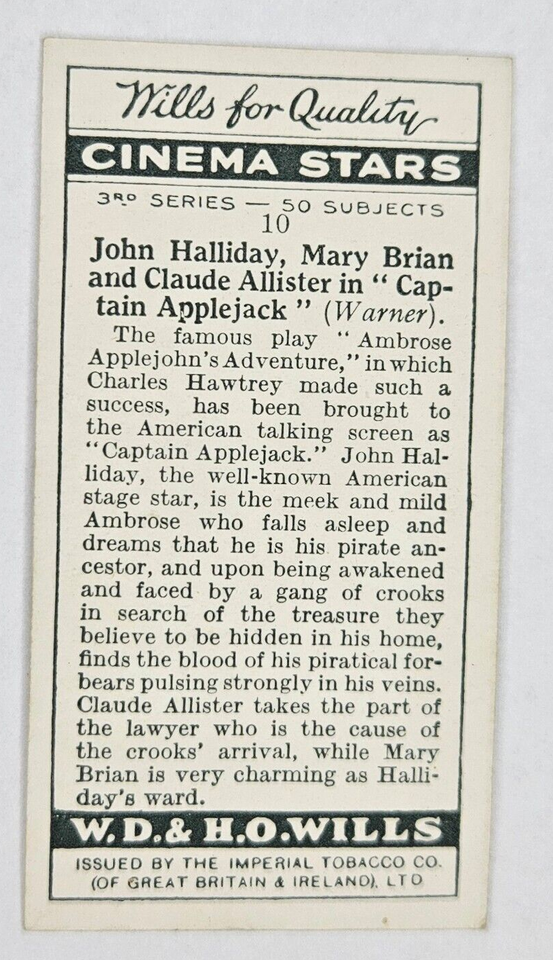 1931 Wills #10 John Halliday Mary Brian Claude Allister "Captain ...