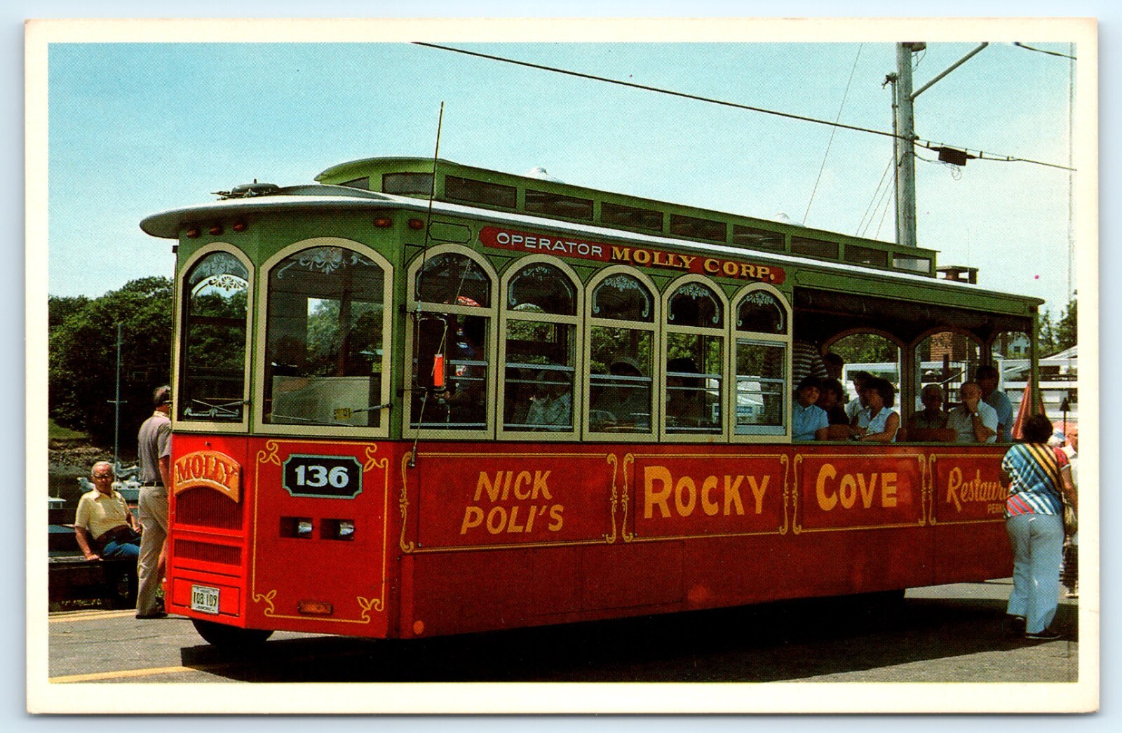 POSTCARD Ogunquit Maine Trolley Molly #136 Nick Poli's Rocky Cove ...