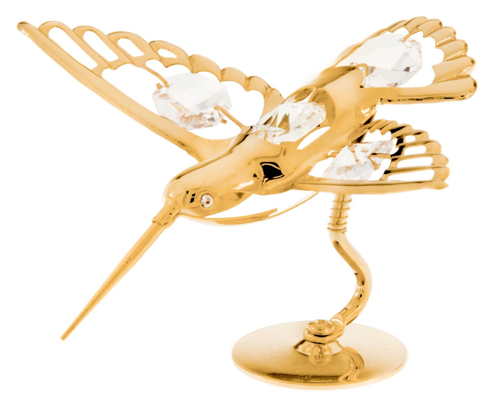 SWAROVSKI CRYSTALS STUDDED HUMMINGBIRD TABLE DECOR FIGURINE 24K GOLD ...