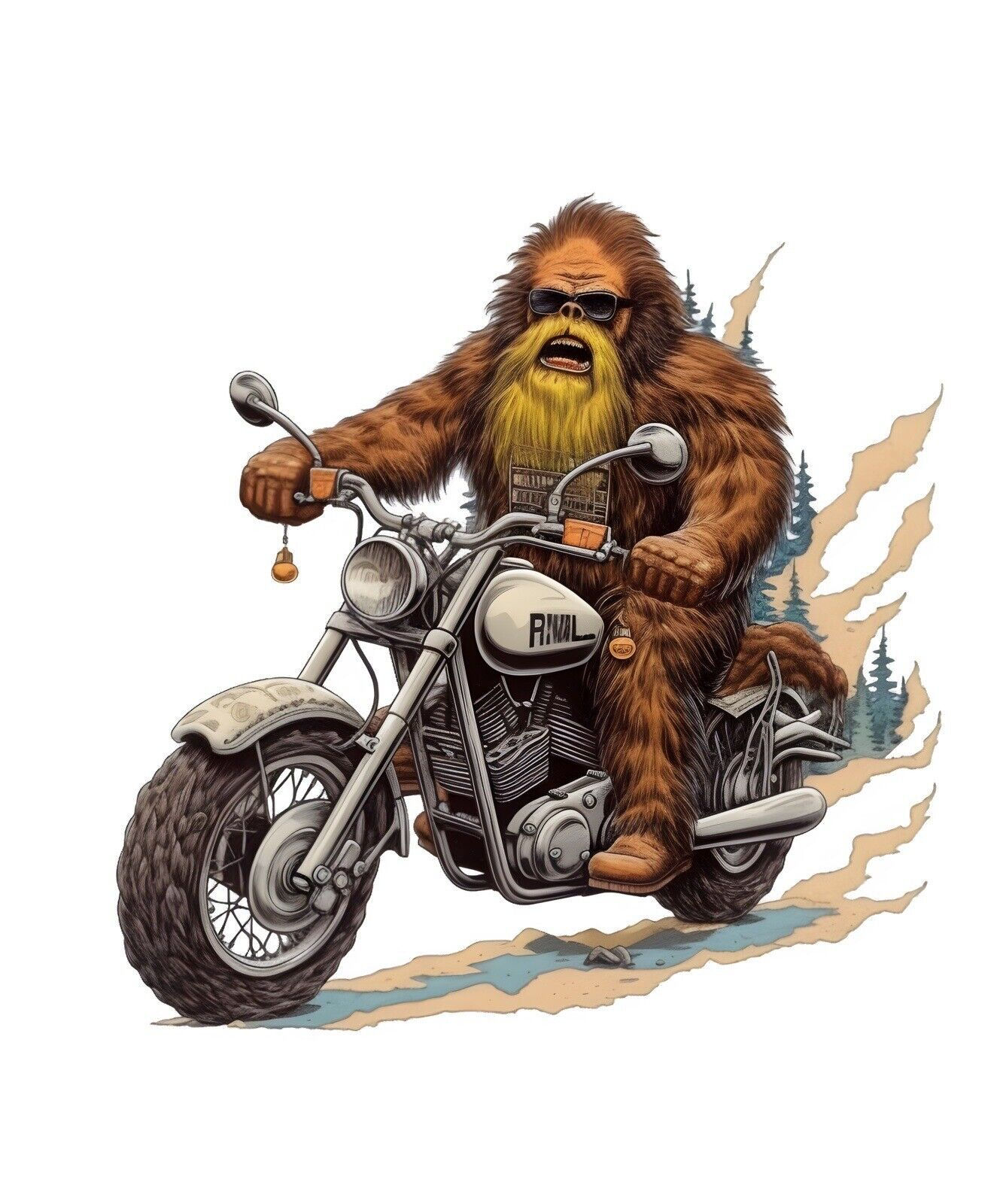Bigfoot Driving Motorcycle Sticker Decal | eBay