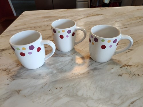 Pampered Chef Dots Ceramic Coffee Mug Cup Simple Additions ~ Set of 3 ...