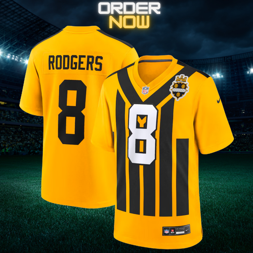 Aaron Rodgers #8 Steelers Gold 1933 Throwback Stitched Jersey "All ...
