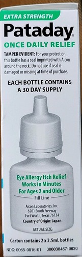 Pataday Extra Twin Pack Extra Strength Eye Allergy Itch Relief Once ...