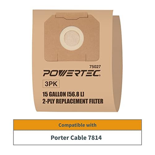 POWERTEC Shop Vacuum Bags 3PK for Porter Cable 7814 Vacuum, Replacement ...