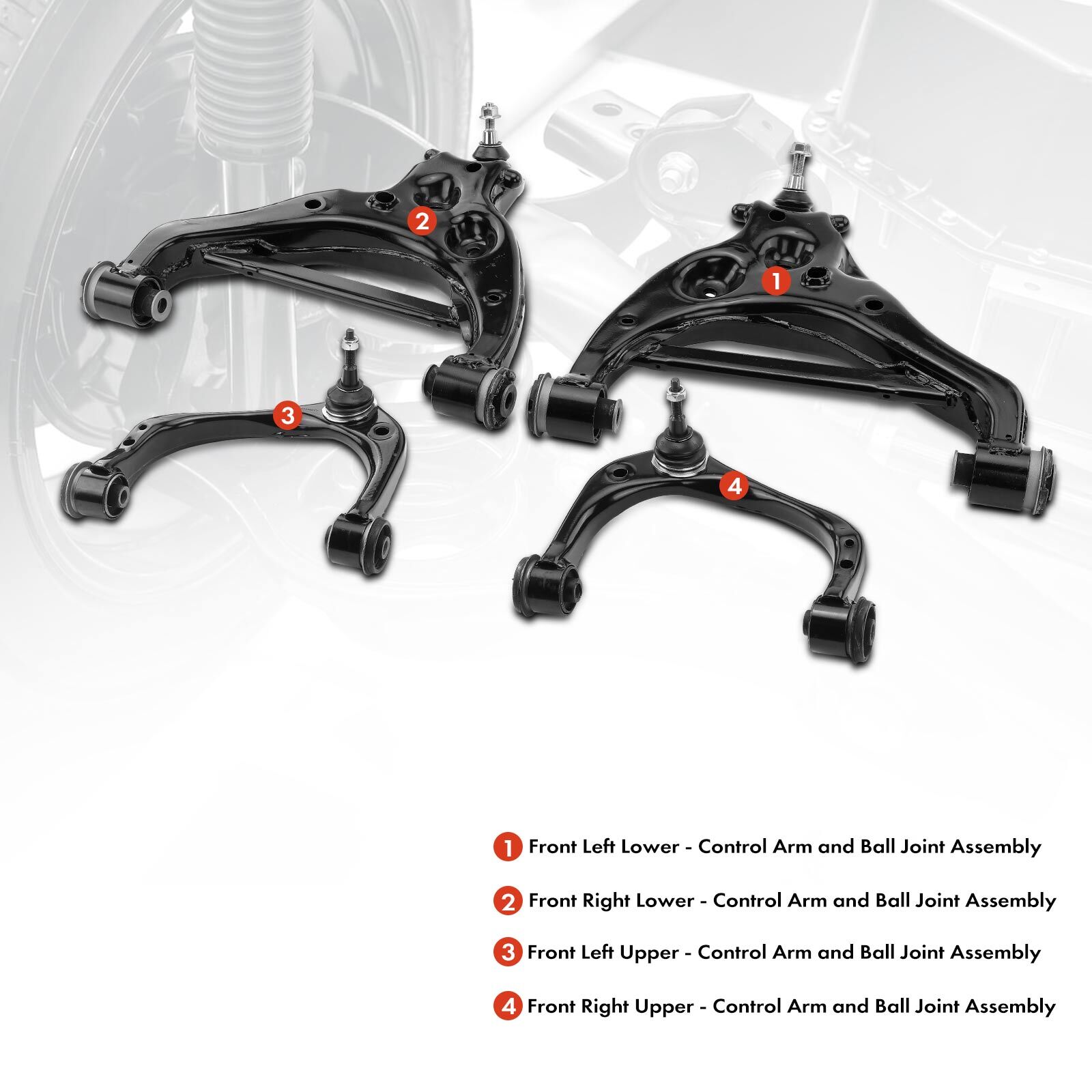4x Front Lower & Upper Control Arm w/ Ball Joint for Ford F-150 15-20 ...