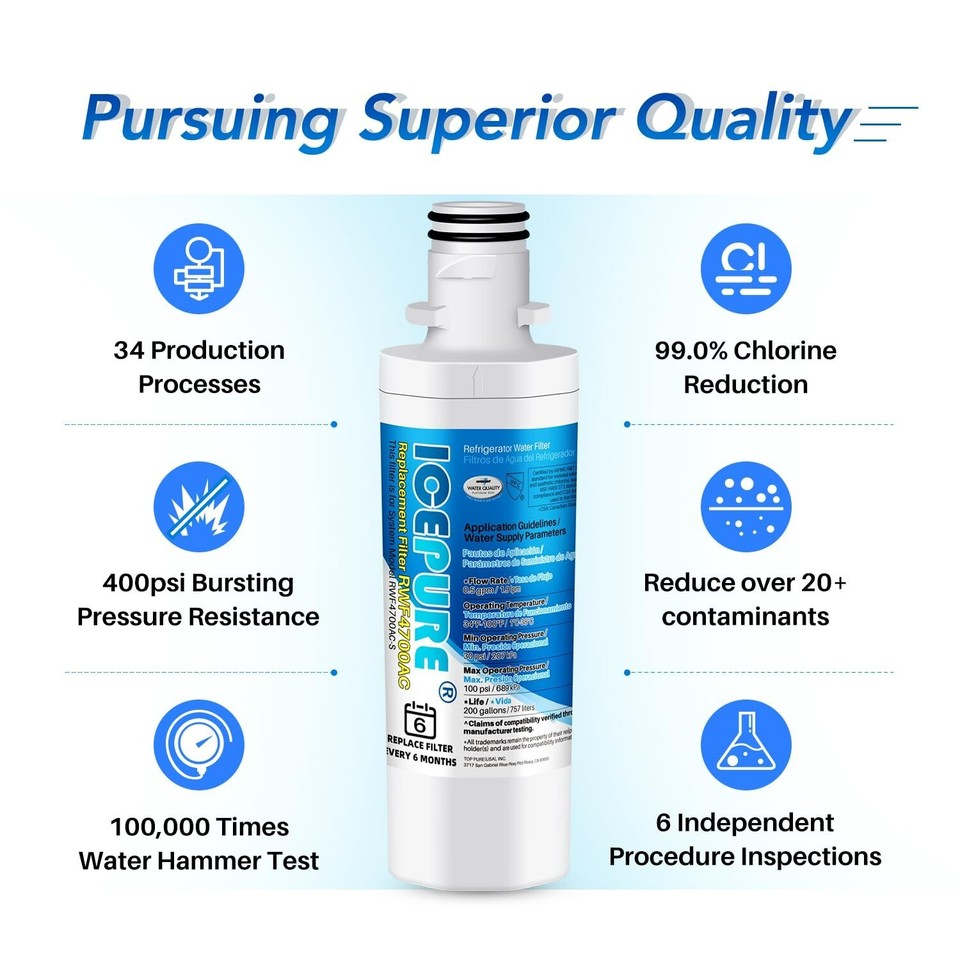 2PACK Fit For LG LT1000 lfxs26973d LMXS28626S LMXC23796S Water Filter ...