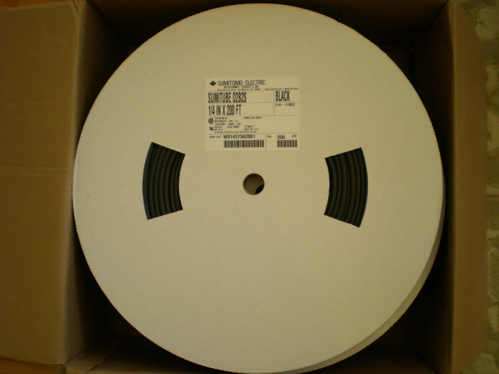 SUMITOMO BLACK IRRADIATED POLYOLEFIN HEAT SHRINK TUBING 1/4" X 200' | eBay