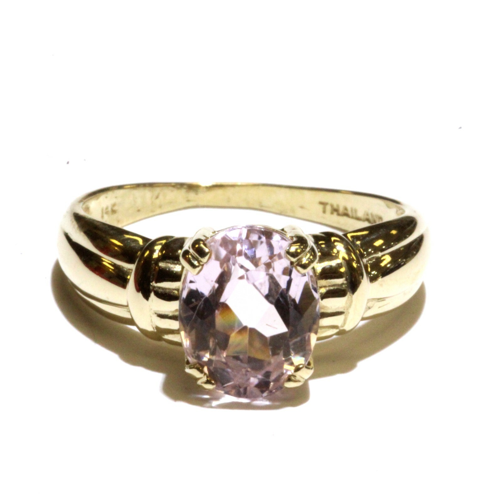 14k yellow gold Pink Rose Natural quartz gemstone rin… - Gem