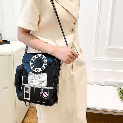 Hot Women Telephone Shaped Handbag Purses Retro Phone Top-Handle ...