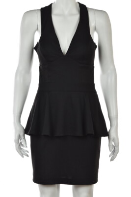 Asos Womens Dress Size 6 Black Solid Sheath Peplum Sleeveless Short ...