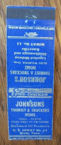 NIOTA, TENNESSEE MATCHBOOK COVER: JOHNSON'S TOURIST & TRUCKERS HOME ...