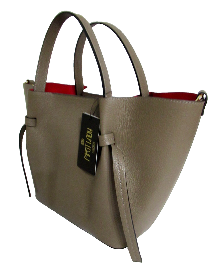 ITALIAN PEBBLED GRAIN LEATHER TRENDY HANDBAG TOTE BAG W/ POUCH - MADE ...