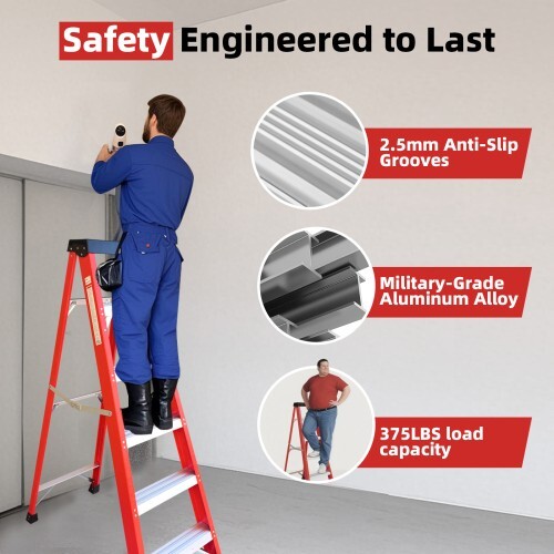 5-Foot Fiberglass Step Ladder, 500 lb Load Capacity | eBay