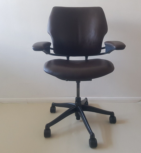Humanscale Freedom NEW Brown Leather Hide Task Chair Adjustable Arms ...