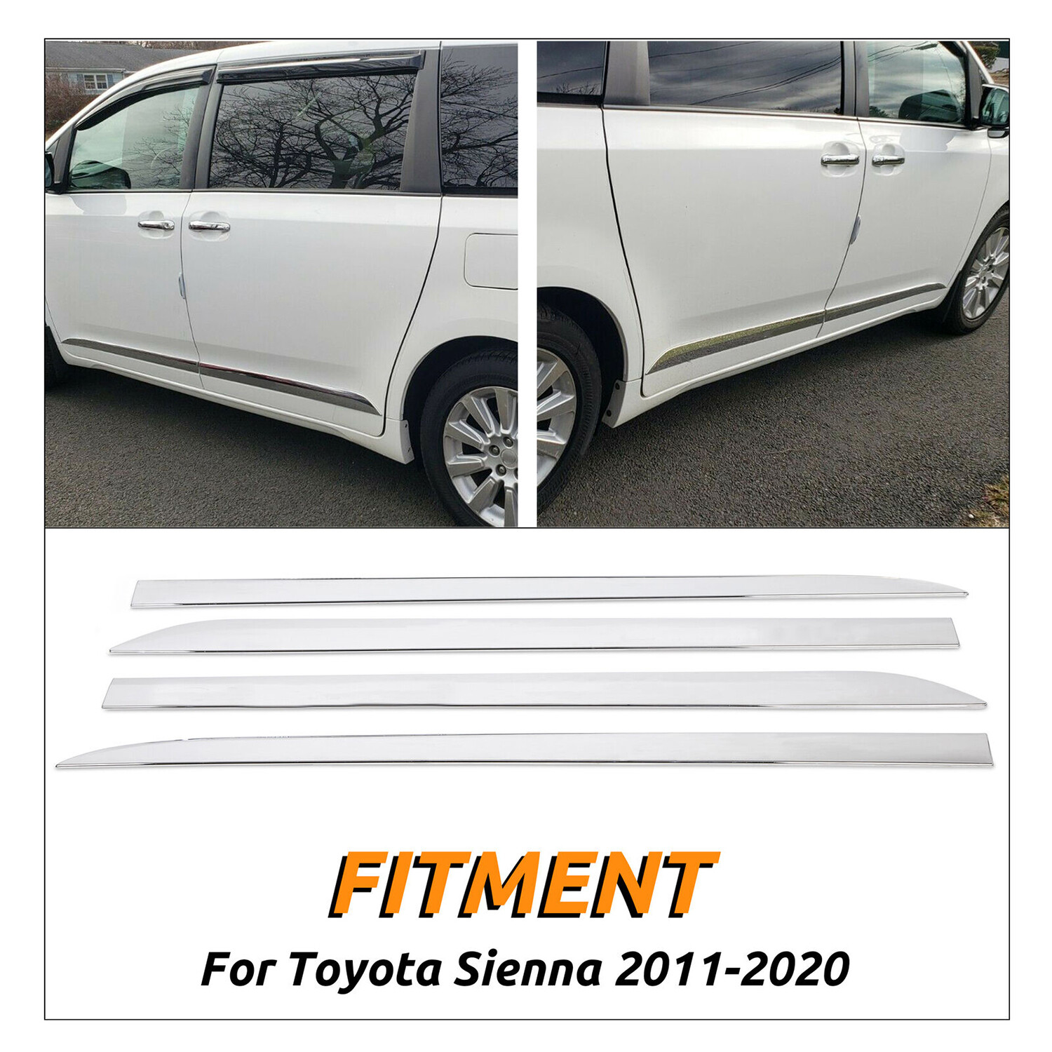 2011-2020 Toyota Sienna ABS Outside Door Body Side Molding Chrome Trim ...