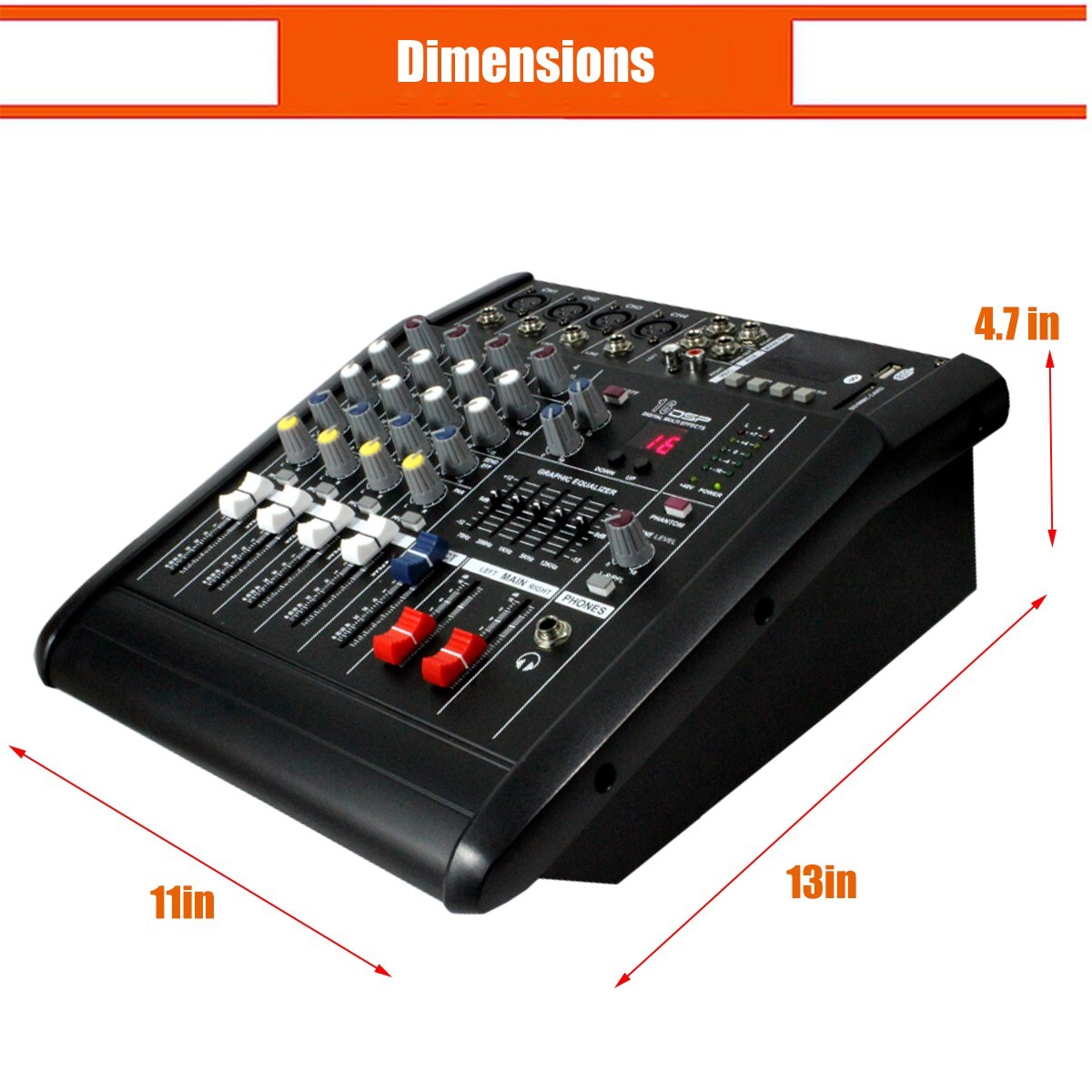 4 Channel Power Mixing Amplifier 2000W Professional Powered DJ Mixer ...