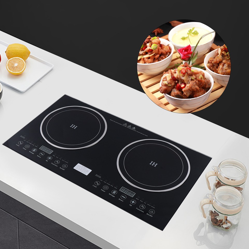 Induction Cooktop Electric Cooktop Built-in 2 Burner Glass Cooktop ...