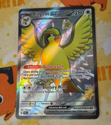 Pidgeot ex 221/091 Paldean Fates Shiny Ultra Rare NM 2024 Pokemon TCG ...