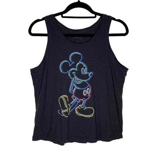 Disney Mickey Mouse Neon Line Portrait Tank Top Workout Pullover Black ...