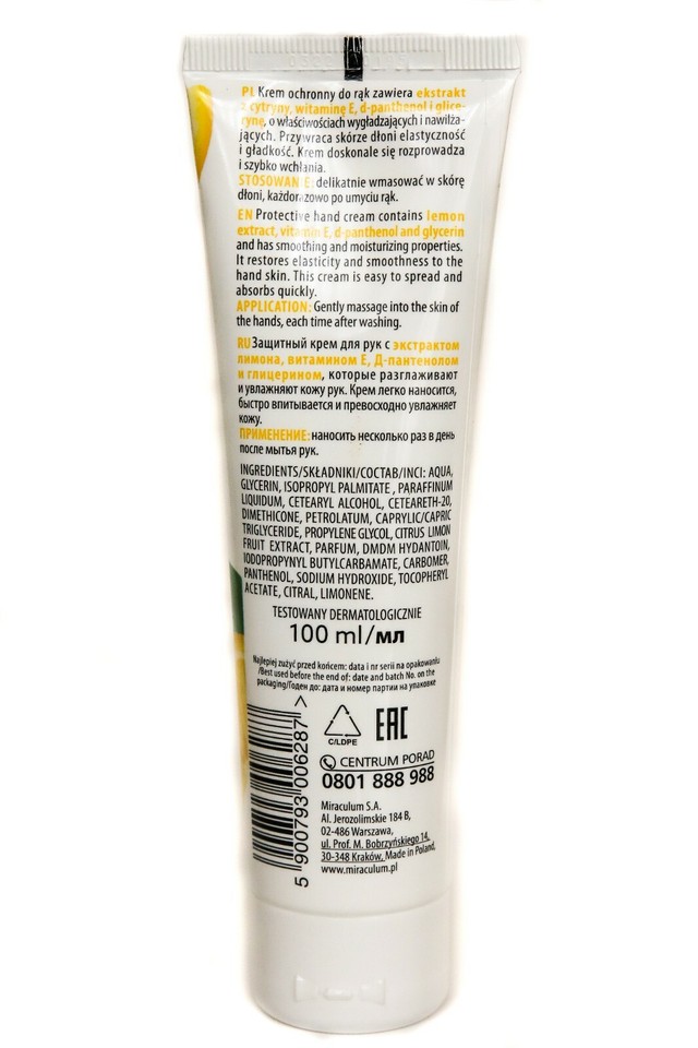MIRACULUM Gracja Lemon Protective Hand Cream 100ml lemon extract strong ...