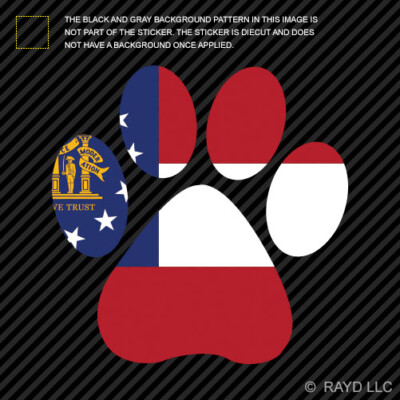 Georgia State Shaped Paw Print Sticker Die Cut Vinyl Dog Cat Pet Puppy ...