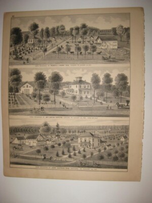 ANTIQUE 1874 CONCORD TOWNSHIP ELKHART COUNTY INDIANA LITHOGRAPH PRINT ...