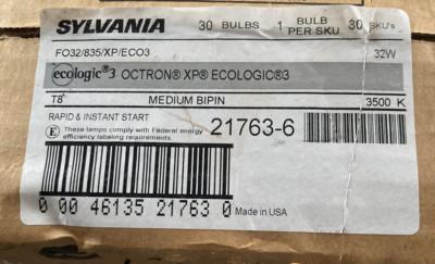 LOT OF 6 - SYLVANIA - FO32/835/XP/ECO3 - T8 32 Watt - 3500K - 2950 ...