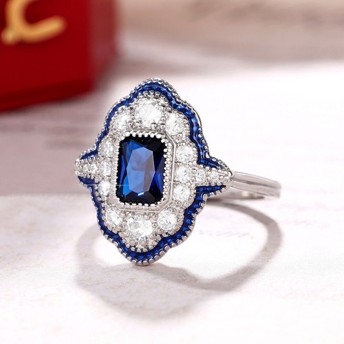Pretty 925 Silver Rings Women Cubic Zirconia Engagement Jewelry Size 6 ...