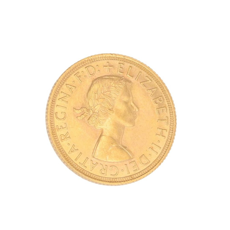 1958 Great Britain Sovereign Queen Elizabeth II St. George Fine Gold ...