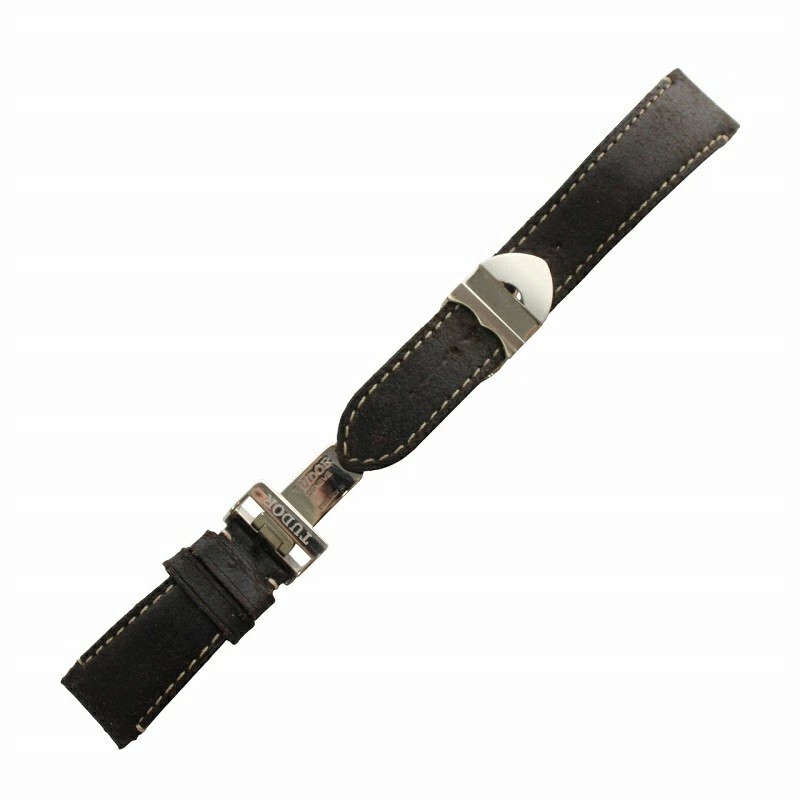TUDOR watch band, band, leather, logo, silver hardware, black, /XZ GY04 ...