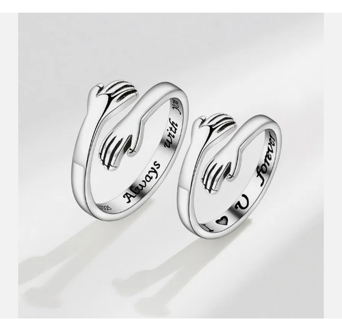 2pcs/set Love Hug Promise Finger Ring Couple Adjustable Women Men ...
