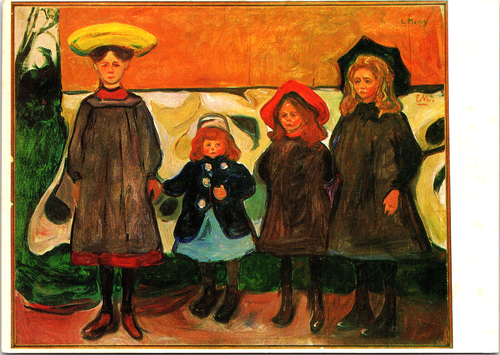 Edward Munch Painting Fire Piker Four Girls Standing Postcard | eBay