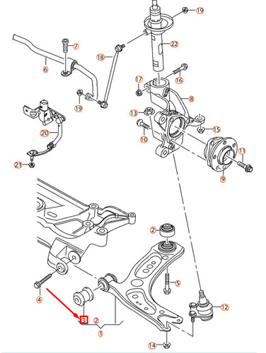 NEW AUDI A3 8V FRONT BUSHING LOWER CONTROL ARM 5Q0407182 OEM | eBay