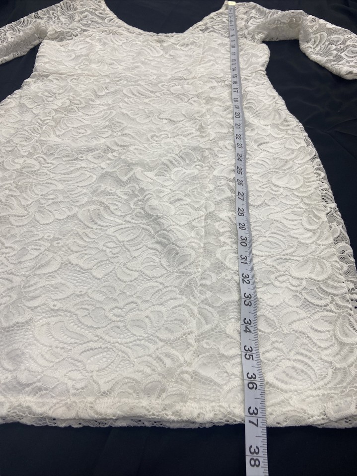 Bold Elements White lace Dress double V-Neck lined szL elegant | eBay