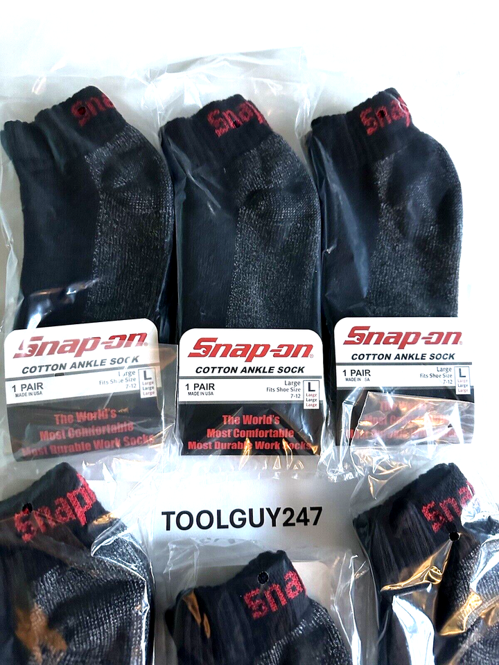 6 PAIRS Men's BLACK SNAP ON Ankle Socks LARGE FREE SHIPPING MADE IN USA ...