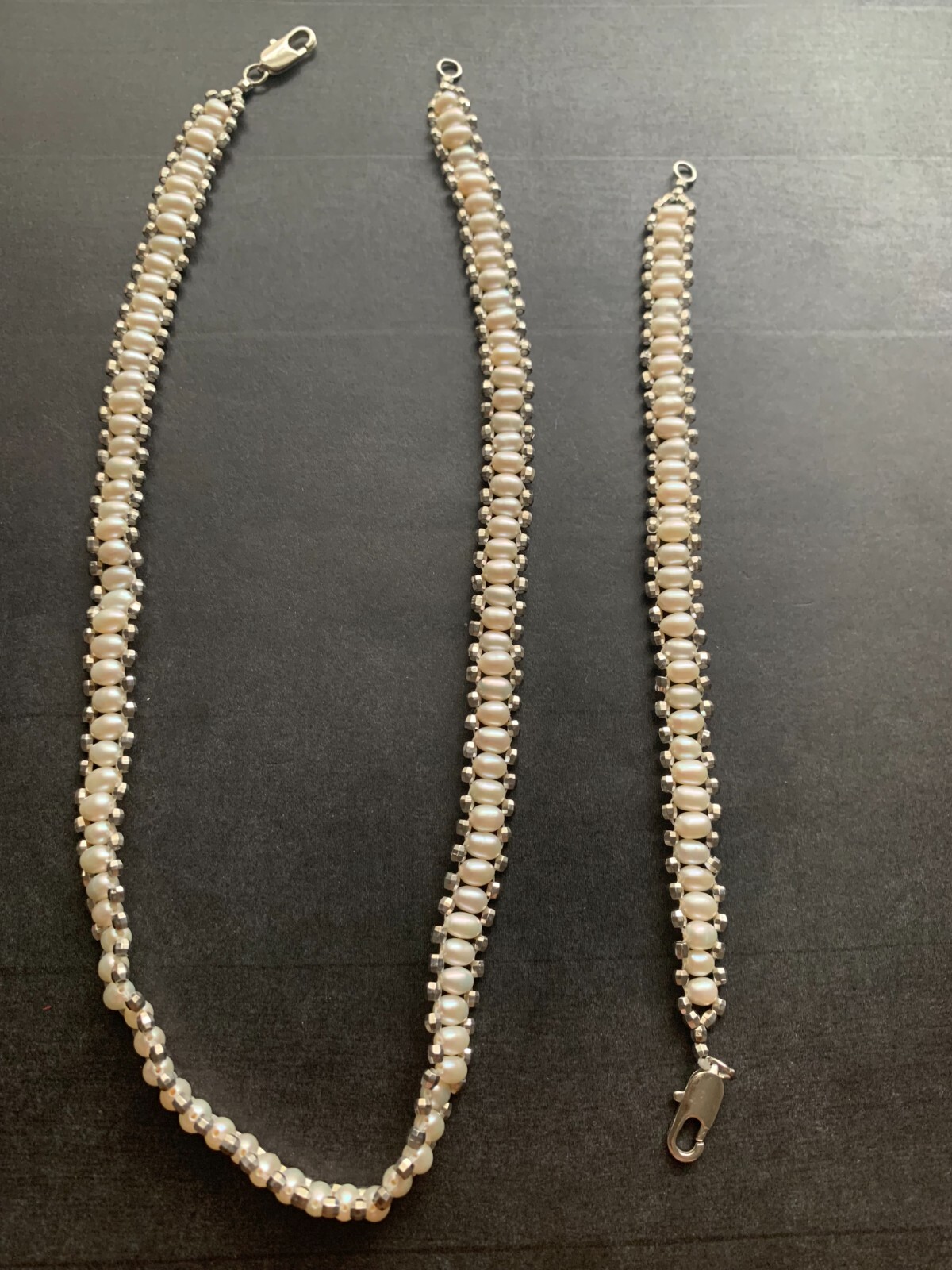 Genuine pearl set of necklace and bracelet | eBay