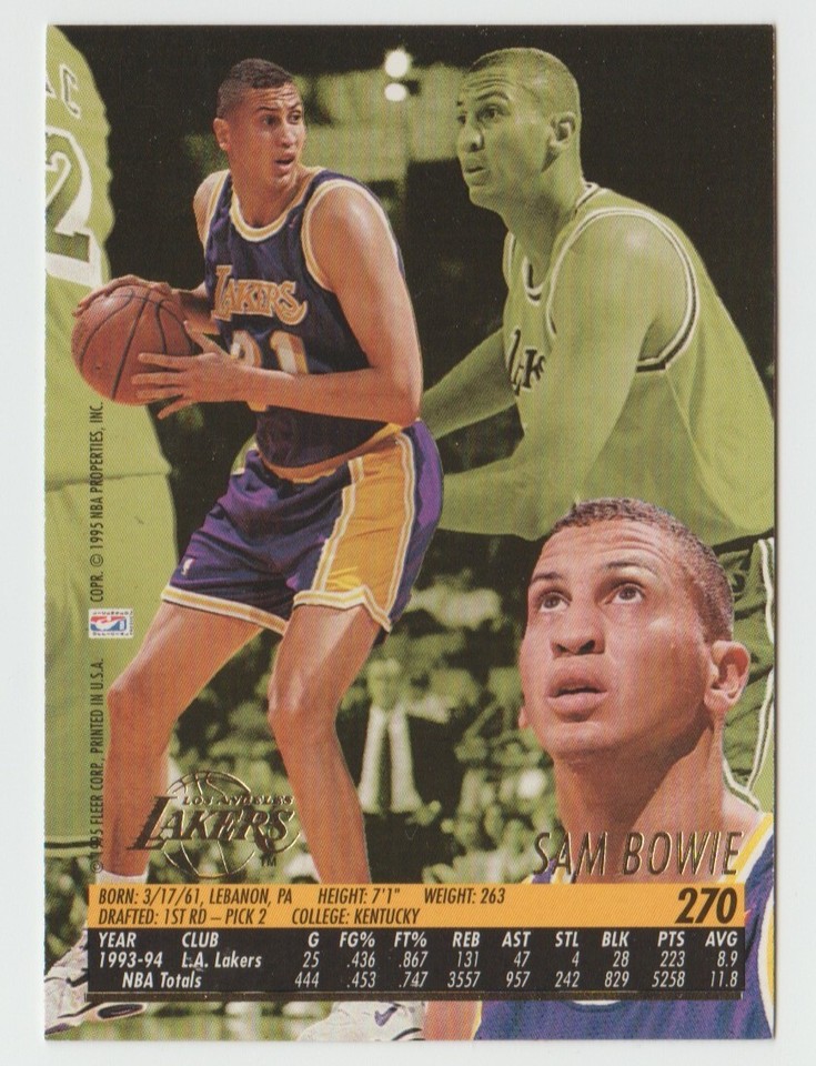 1994-95 Ultra Basketball #270 Sam Bowie - Los Angeles Lakers | eBay
