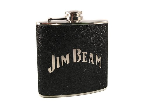 Jim Beam Stainless Steel 6oz Black Hip Flask | eBay Australia