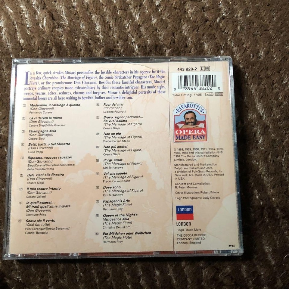 [CD] Pavarotti / My Favorite Mozart Opera Aria Collection Booklet ...