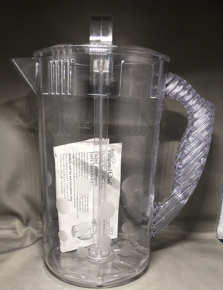 Pampered Chef #2272 Quick Stir 2 Quart Clear Pitcher Polka Dot Pattern ...