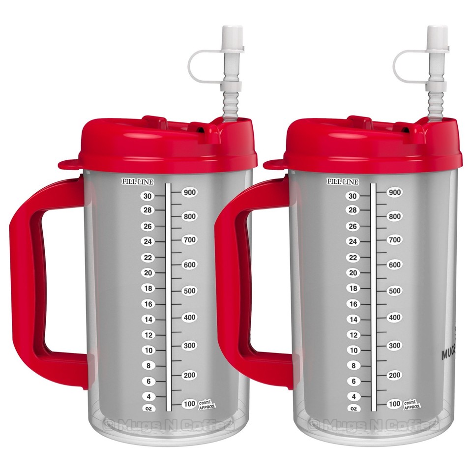 32 oz Hospital Mug – Red – Insulated Cold Drink Travel Mug – BPA-Free ...