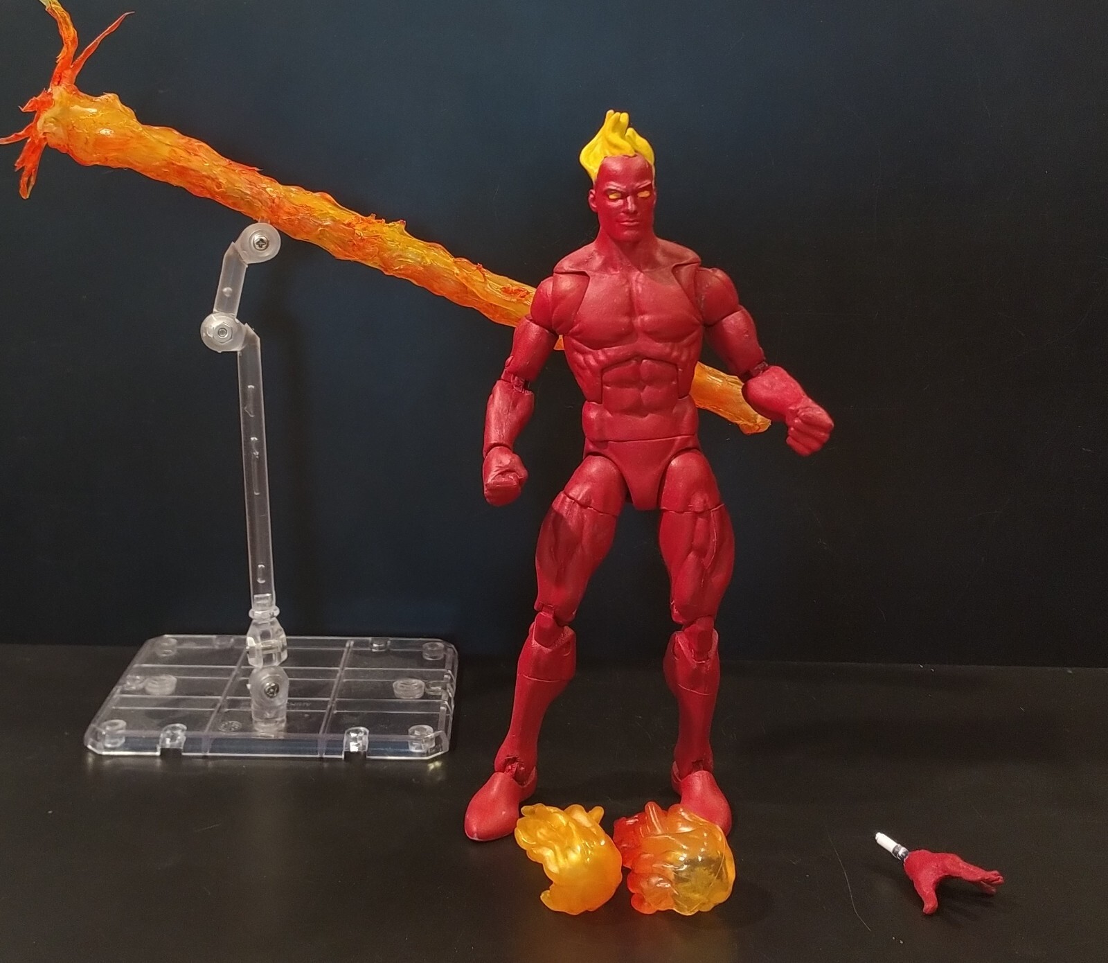 Marvel Legends 6' Custom Human Torch W/ Custom Fire Blast FX And Stand ...