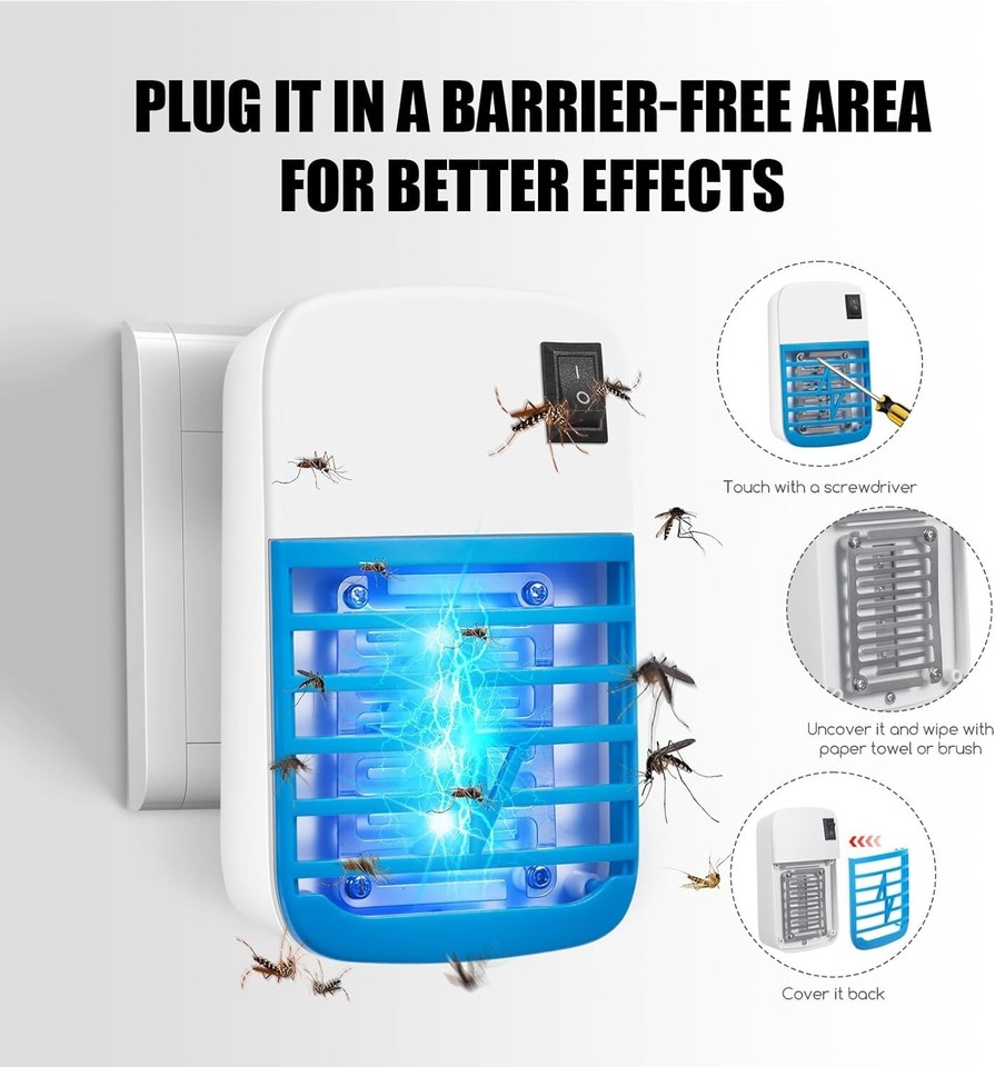 2Pcs Electric Plug in Mosquito killer Zapper Lamp Indoor Fly Bug insect ...