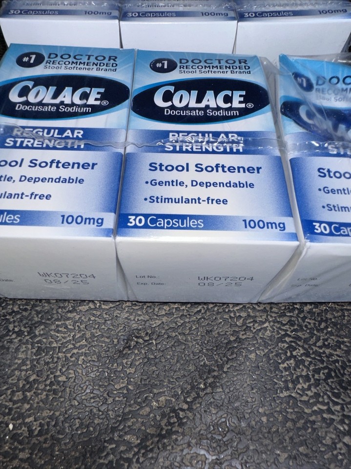6-PACK Colace Regular Strength Stool Softener 100 mg, 30 Capsule each ...