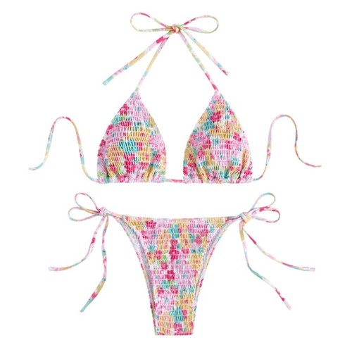 Womens Split Swimsuit Comfortable 2-Pieces Swimming Suit Wrap High Cut ...