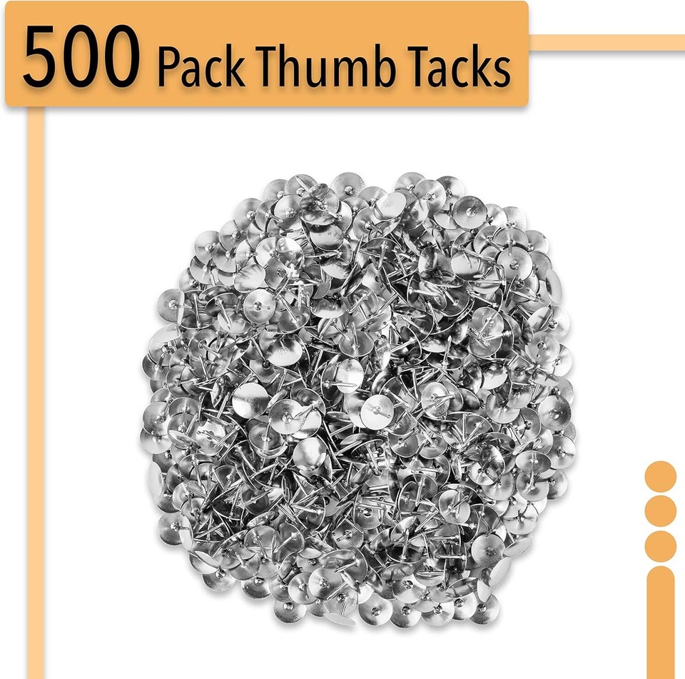 (500 Pack )Steel Thumb Tacks Sliver Thumb Tack Flat Head Push Pin | eBay