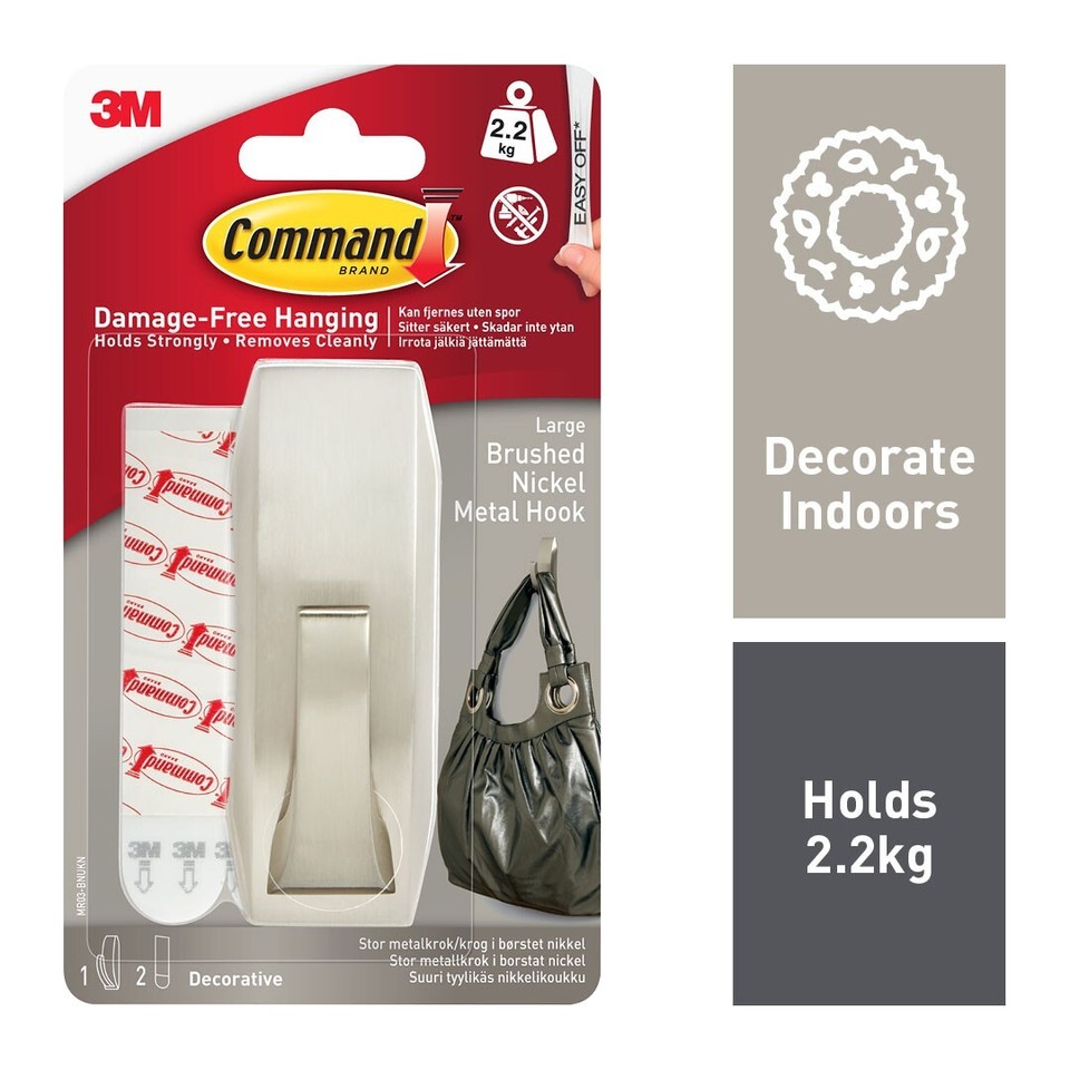 3M Command Damage Free Self Adhesive Hooks Various Styles for Indoor ...
