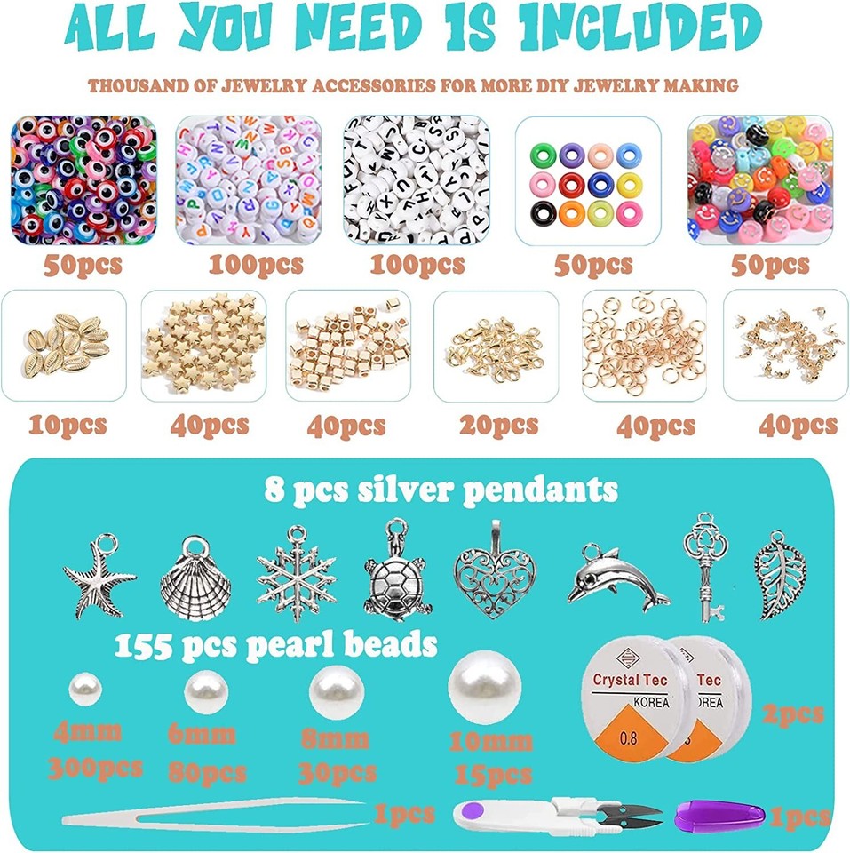 6800 Clay Beads Bracelet Making Kit 24 Colors Spacer Flat Beads for ...